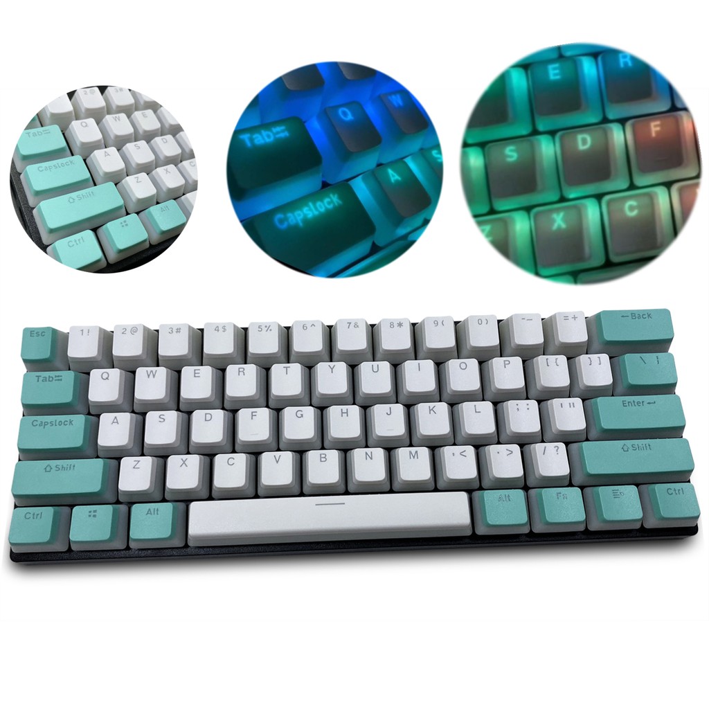 Pudding keycap,Cyan White pudding keycap 108 Double Shot PBT pudding ...