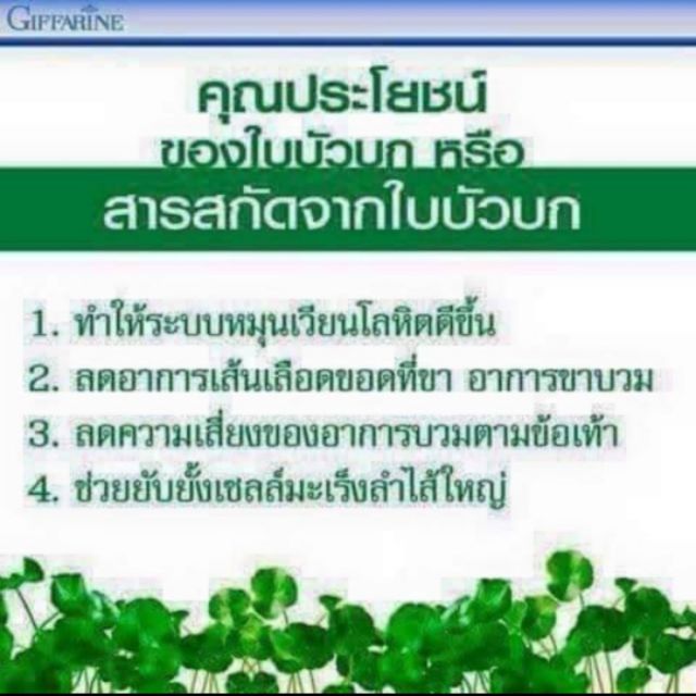 กิฟฟารีน โกตูล่า ซีอี ใบบัวบกสกัด แก้ริดสีดวง เส้นเลือดขอด ลดเบาหวาน ...