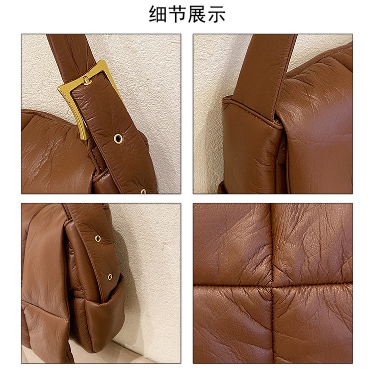 JASMIN NOIR Padding Plaid Quilted Womens Shoulder Bag Fashion Simple ...