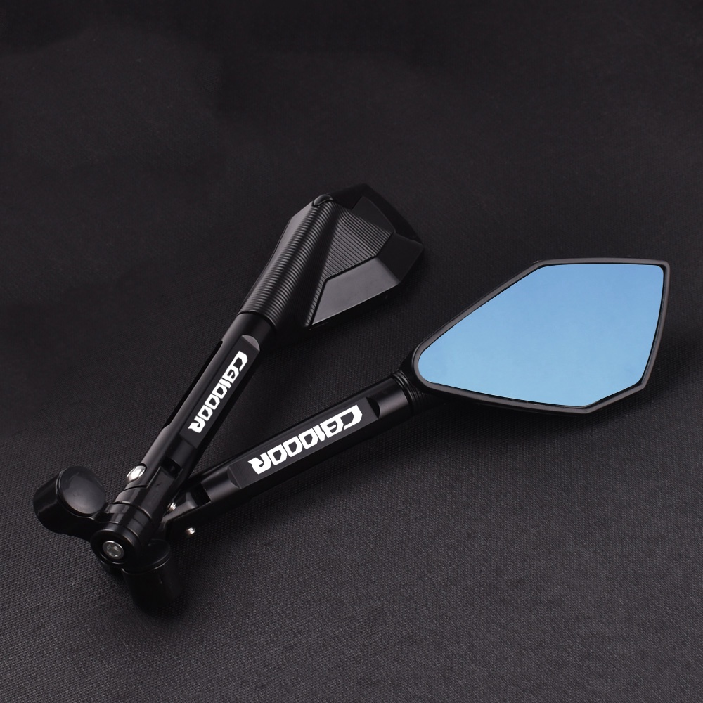 Motorcycle CNC Aluminum Rear View Mirrors Blue Anti-glare Mirror ...