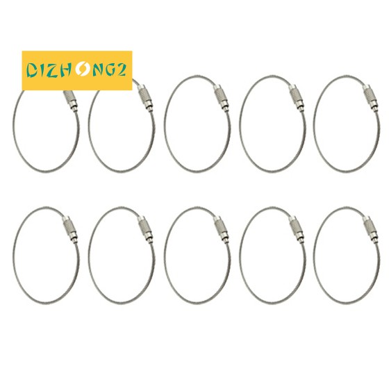 10pcs Stainless Steel Screw Locking Wire Keychain Cable Key Rings ...