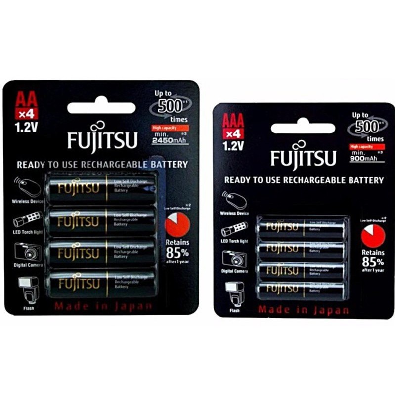 Fujtisu ถ่านชาร์จ ชุด Hight Capacity Value set AA 2450mAh AAA 900mAh ...