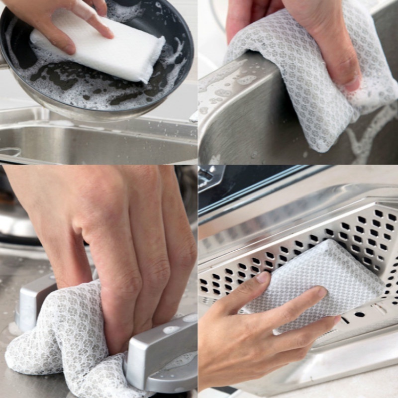 5pcs Rectangular Mesh Sponges Tableware Glass Dishes Wash Cloth Home ...