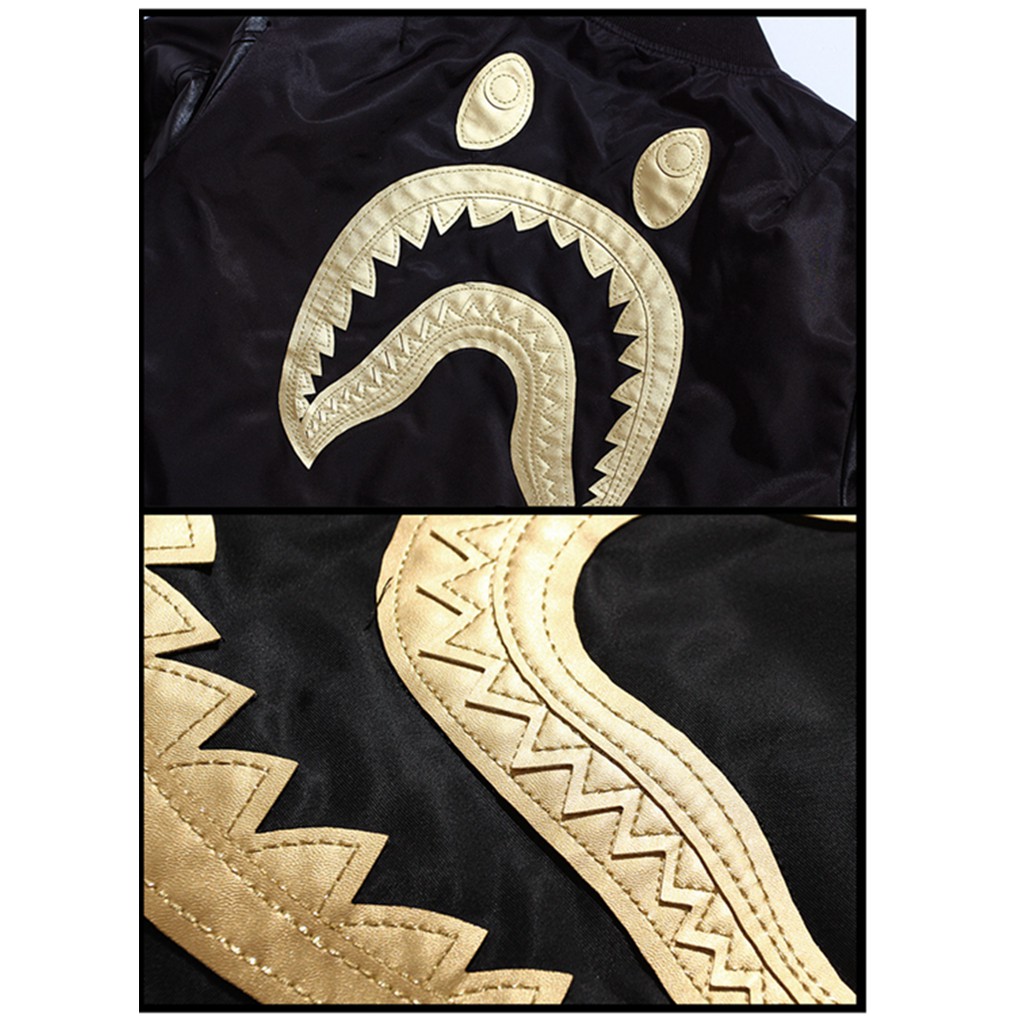 NEW BAPE Shark Jacket black gold shark winter coat - angienatnisha ...
