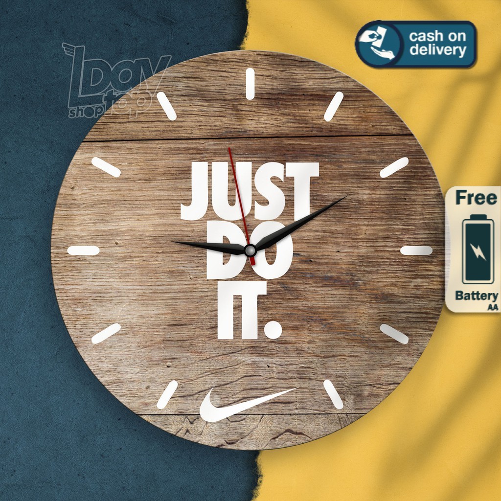 Mdf Wood Wall Clock Nike Logo Just Do It 01 lGjm | Shopee Thailand