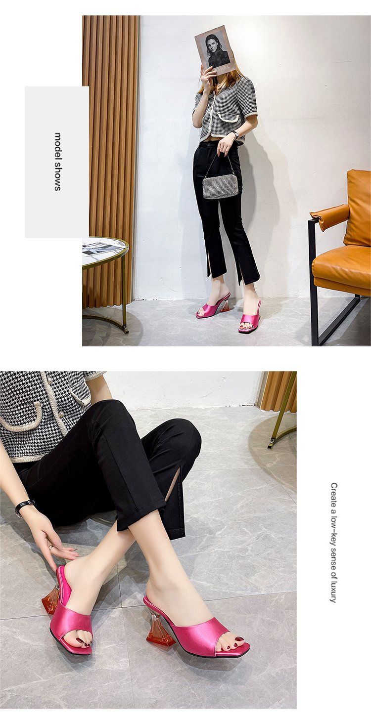 รองเท้าส้นสูง หัวเหลี่ยม ประดับคริสตัล ขนาดใหญ่ เบอร์ 36-43 | Shopee Thailand