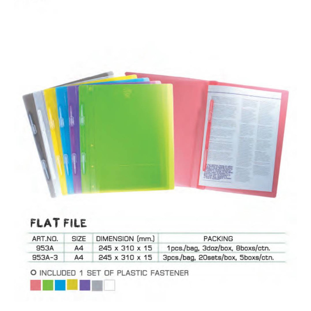 Flamingo No.953A FLAT FILE แฟ้มเจาะพลาสติก A4 size : 245 x 310 x 15 mm ...
