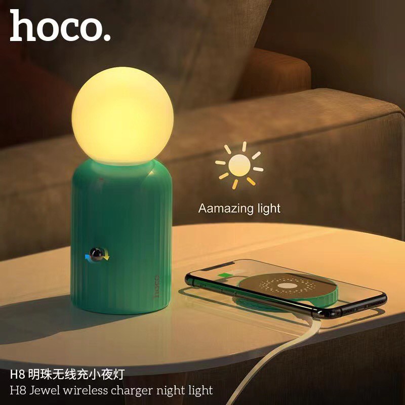 Hoco H8 ไฟตั้งโต๊ะ ปรับได้7สี เป็นwireless charger แท้100 - techaccessoryshop - ThaiPick