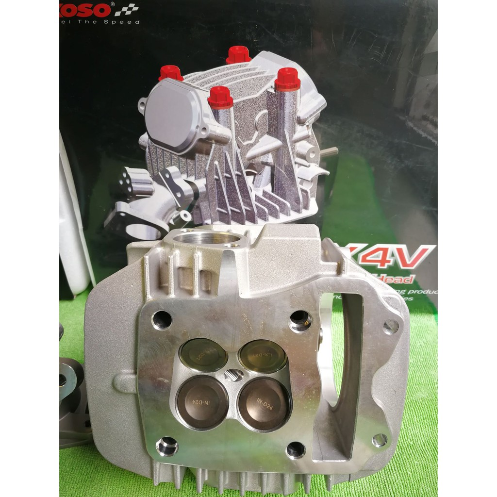 ฝาสูบแต่ง KOSO 4V Cylinder Head upgrade 170 cc สำหรับ MSX125, Wave125i ...
