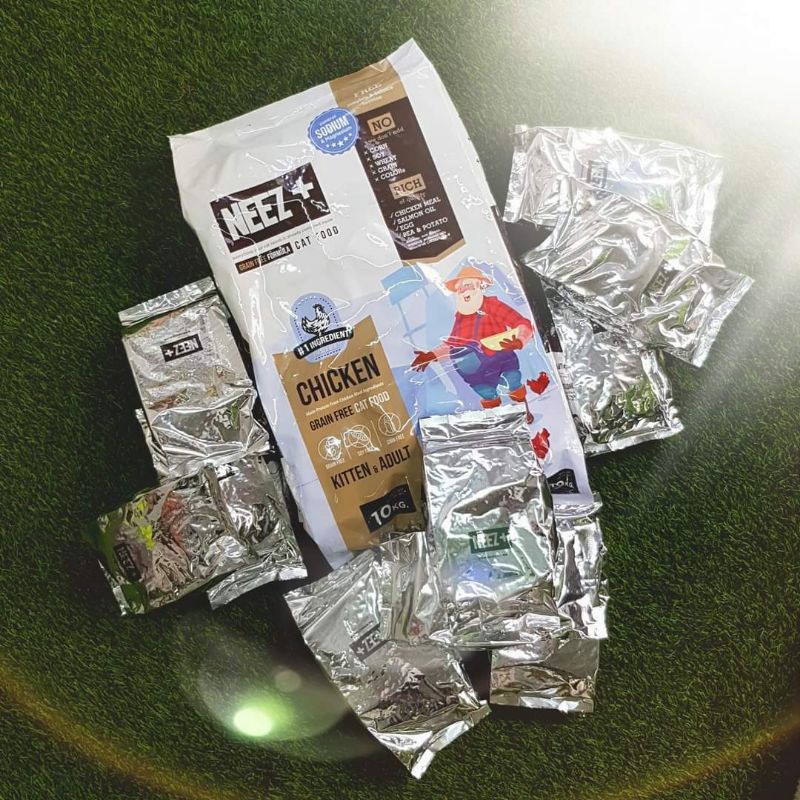 แบ่งขาย 1 ก.ก. อาหารแมว4เดือนขึ้นไปจนถึงแมวโต Neez Chicken Grain Free ...
