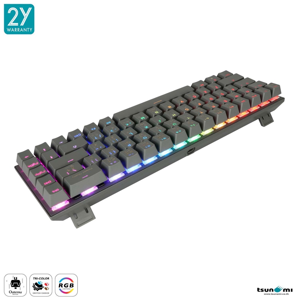 คีย์บอร์ด เกมมิ่ง Compact Outemu Switch Mechanical Keyboard RGB Tsunami ...