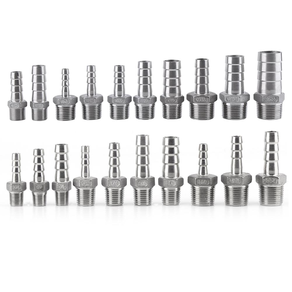 Connector BSP Barb Hose Thread SS304 Steel Male Pipe Tail Fitting ...