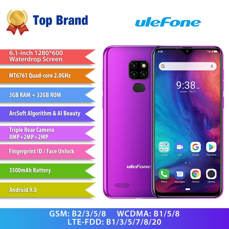 Ulefone Note 7P Smartphone Android 9.0 Quad Core 3500mAh 6.1 inch Waterdrop Screen 3GB 32GB ...