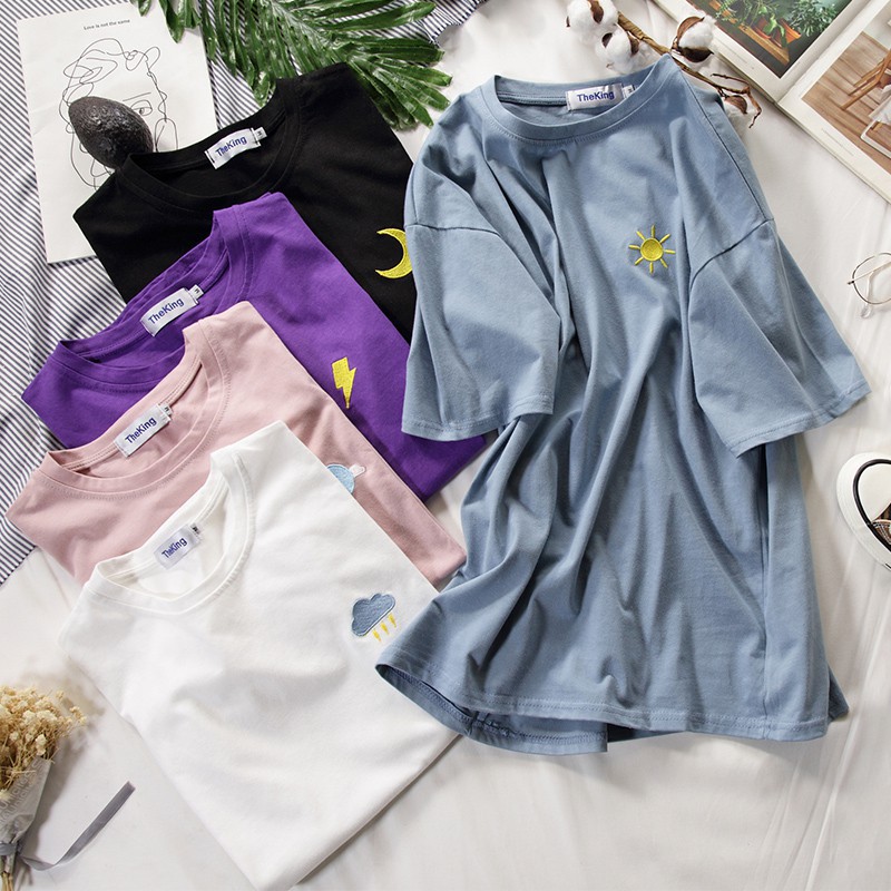 YH012เสื้อยืด คอกลม ผ้านิ่ม ลายปัก Day Night สวมใส่สบาย - 1agpnk9213 ...