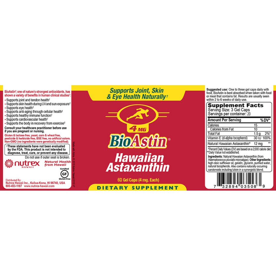 Bioastin Hawaiian Astaxanthin 4mg สาหร่ายแดง 60เม็ด - moriartyhouse ...