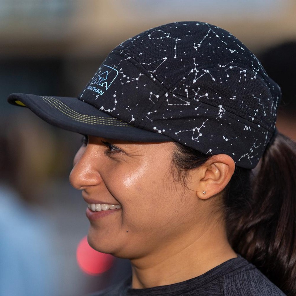 Nathan HyperNight Reflective Runners Hat Star FieldBlackVibrant Yellow ...