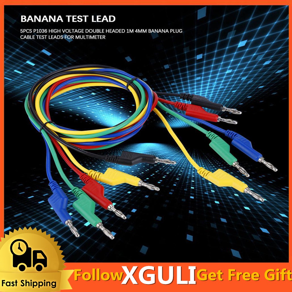 5 ชิ้น P1036 แรงดันสูงคู่หัว 1 เมตร 4 มิลลิเมตรกล้วยเสียบสายเคเบิ้ล ...