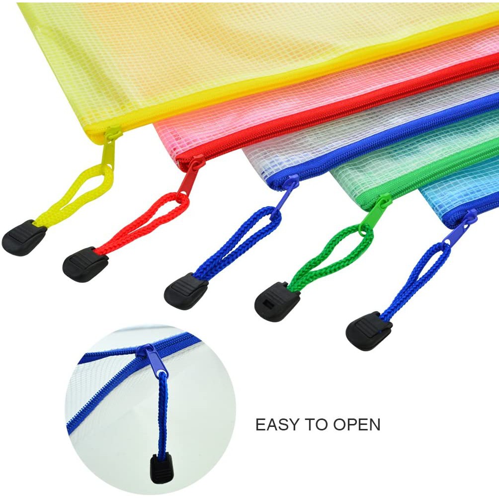 Plastic A5 Document Zip Up Mesh File Storage Bag 22x18cm 12 pcs ...