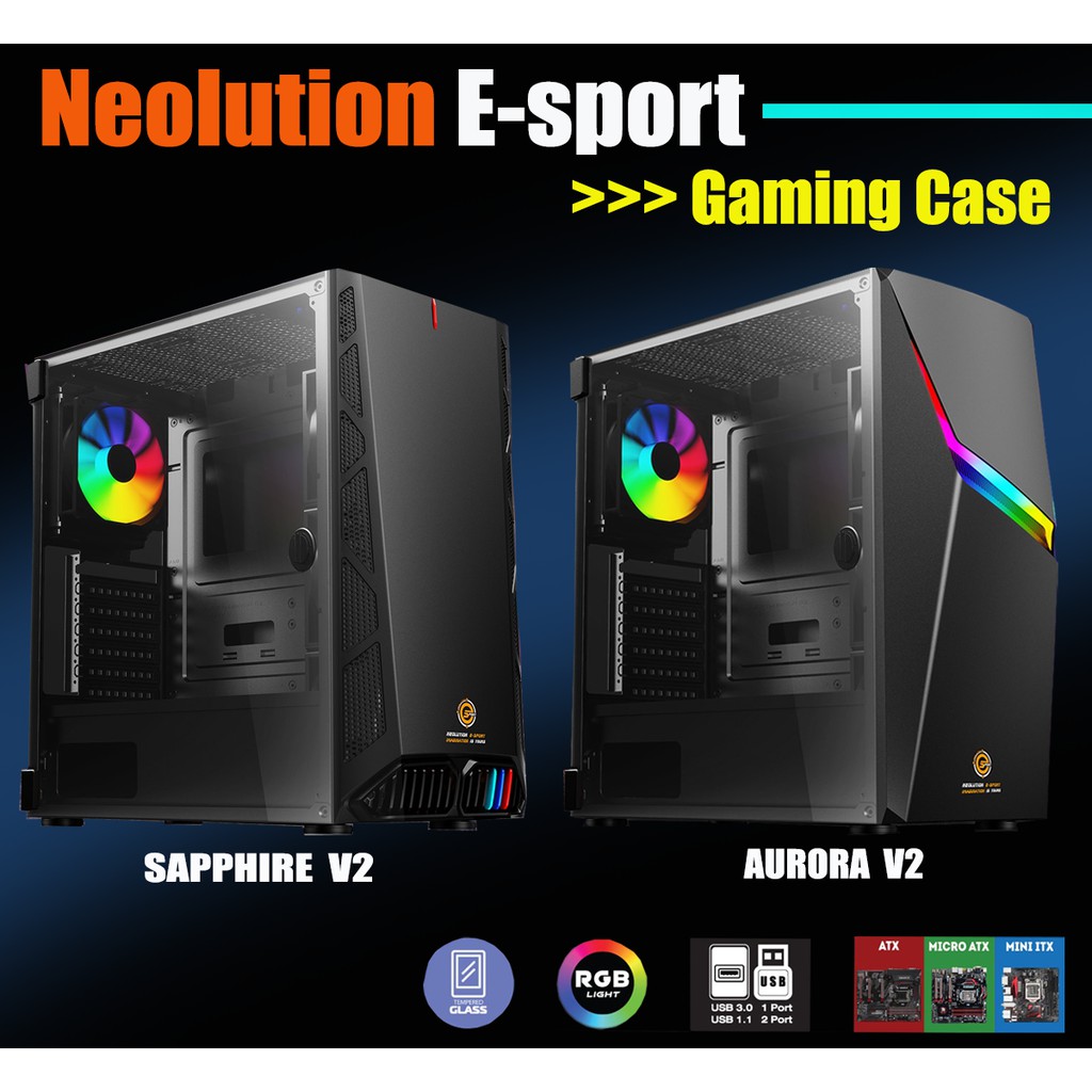 Case Neolution e-sport with RGB LED Tempered glass - khwanaah - ThaiPick