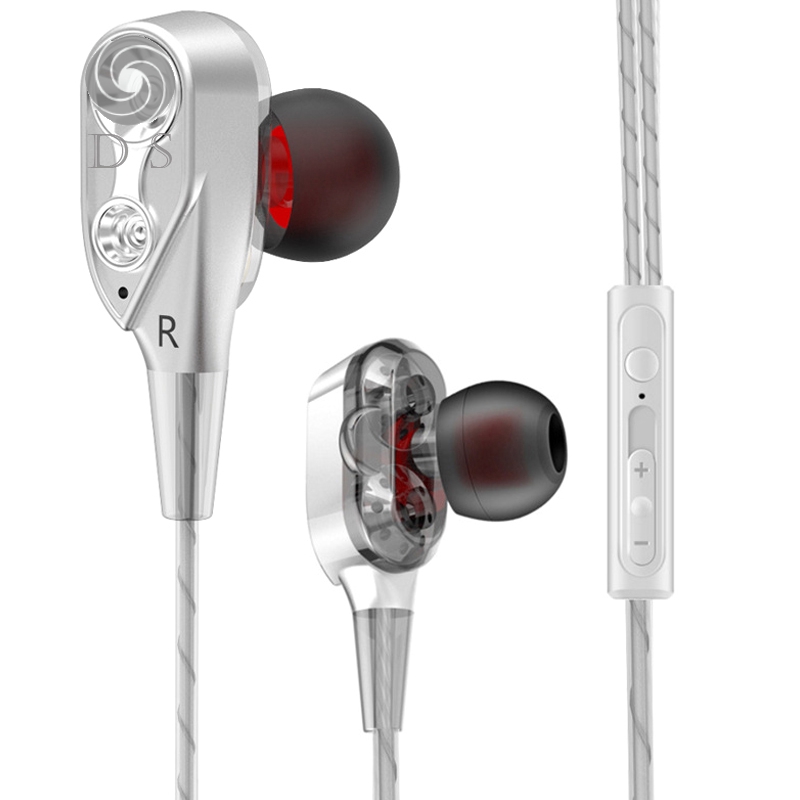Dual Driver Earphones Stereo Bass In-Ear Earbuds Game Music Headphones ...