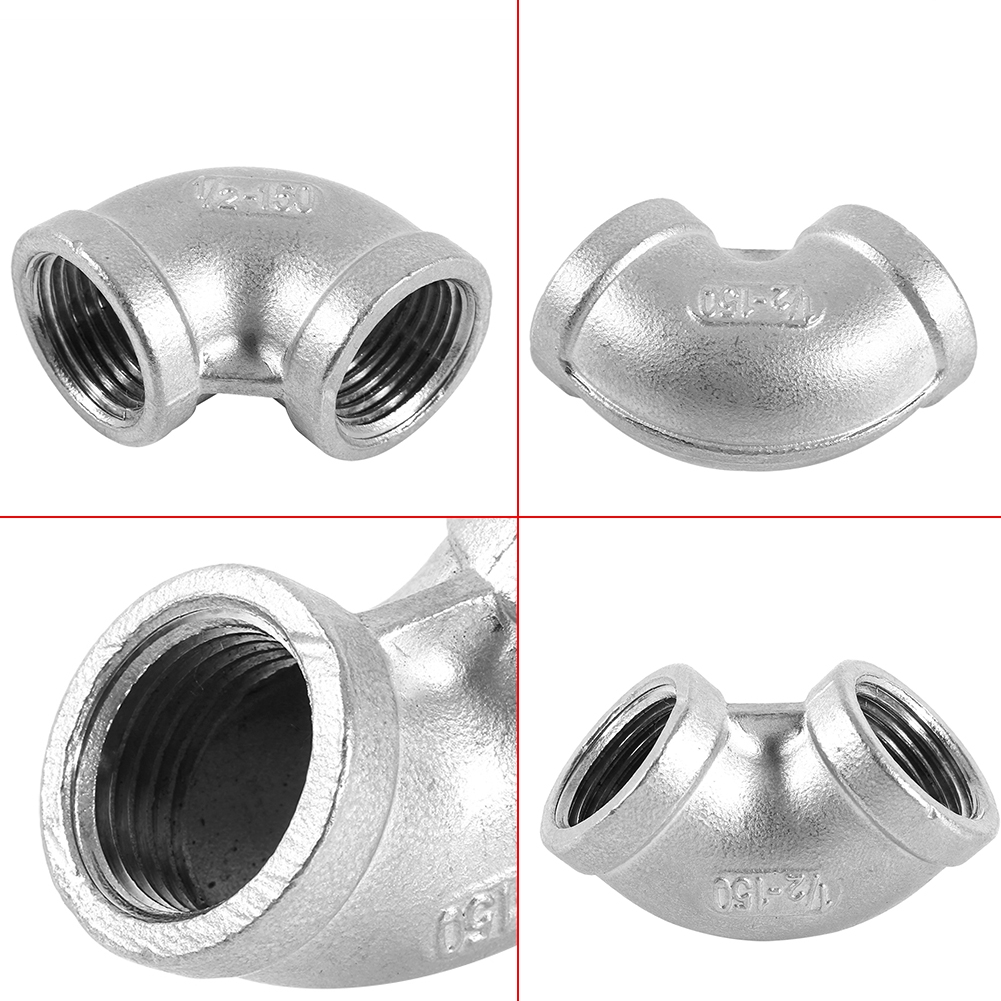 12 Elbow Pipe Connector 90 Degree Angled Stainless Steel Female ...