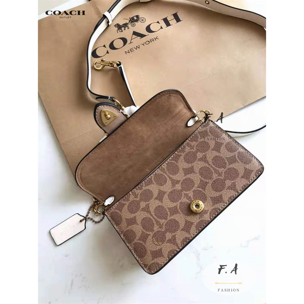 F.A ว่าแท้100% COACH C0831 Beat Crossbody Clutch Signature Canvas With ...