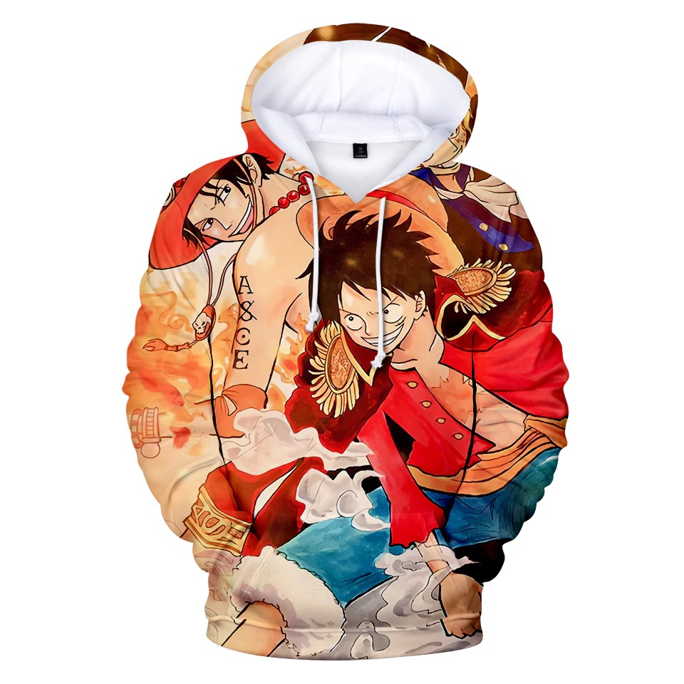 Fashion 3D One Piece Anime Men Pullovers Hooded Casual Long Sleeve ...
