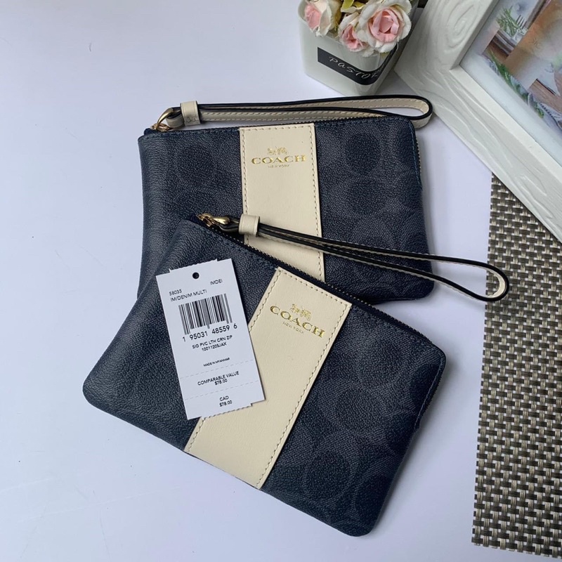 พร้อมส่ง แท้ New Coach คล้องมือ 1 ซิป S CORNER ZIP WRISTLET (COACH ...