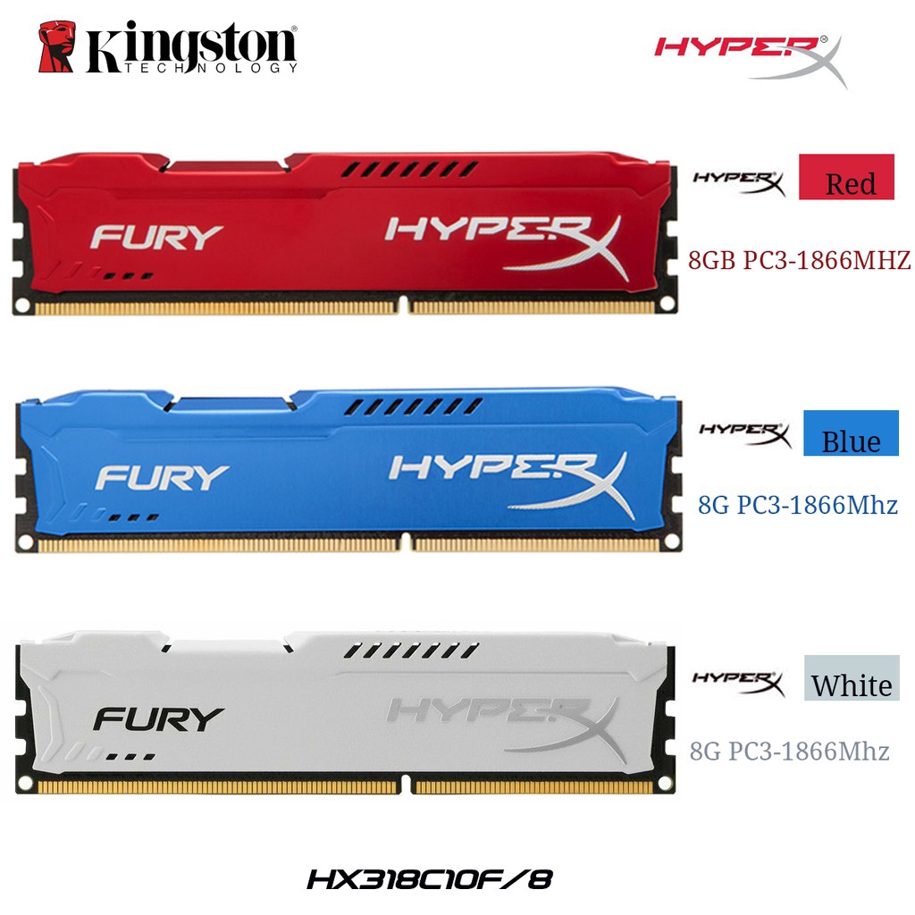 ชิ้นส่วนอะไหล่ Kingston Hyperx Fury 4Gb 8Gb Ddr3 1600 Mhz 1866 Mhz 1333 Mhz 240 Pin 1 . 5 V Dimm ...