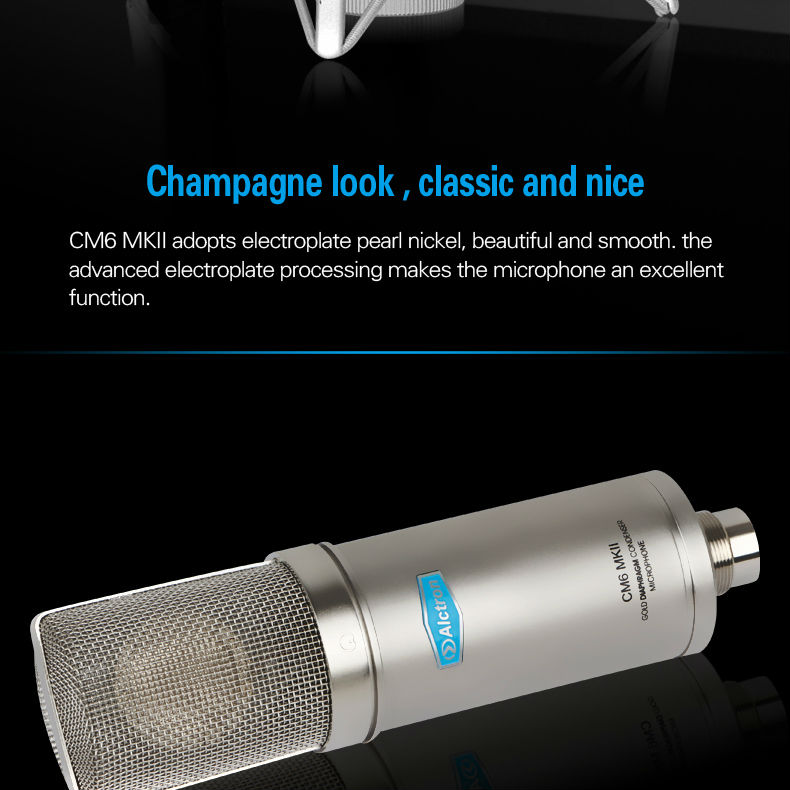 Alctron CM6 MKII professional condenser large diaphragm recording studio microphone with shock ...