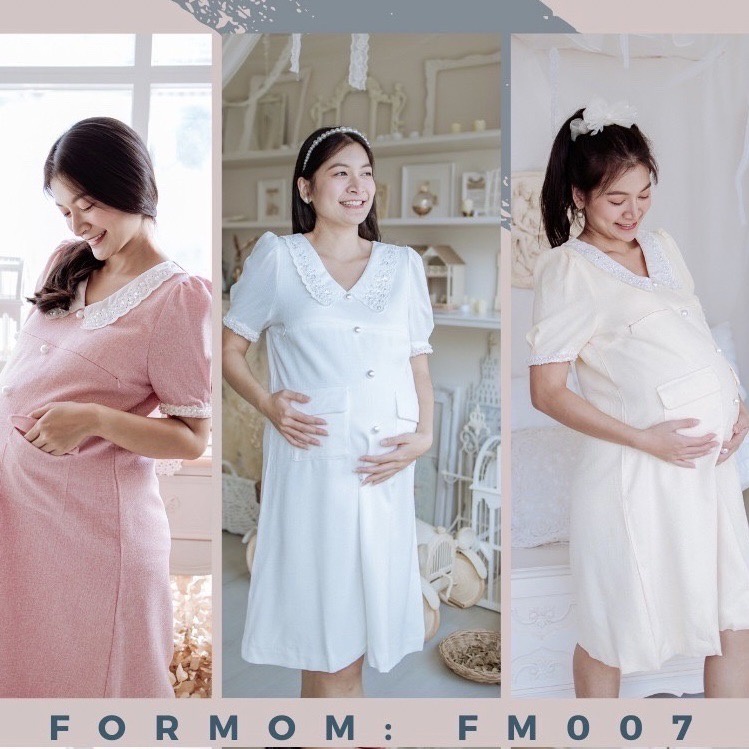 Formom FM008 เดรสคลุมท้องสไตส์วิลเทจ - bow_bow2010 - ThaiPick