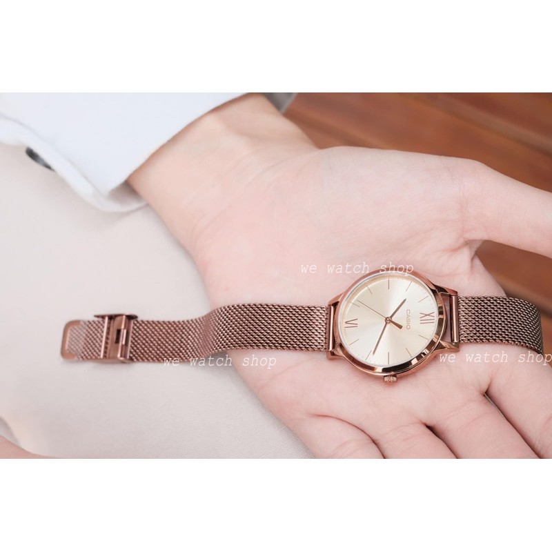 CASIO ของเเท้ CMG เครื่องศูนย์ รุ่น LTP-E157MR-9ADF สี pink gold สายถัก สินค้าใหม่ ประกันศูนย์ ...