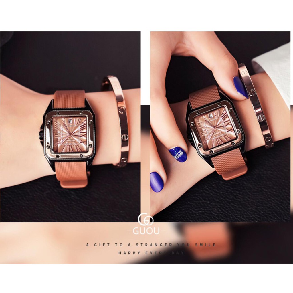 Fashion GUOU 8154 Brand Women Watches Lady Luxury Wristwatches Rubber ...