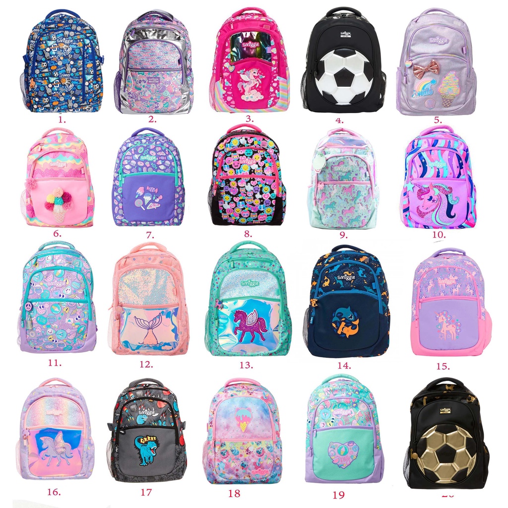 Smiggle Backpack กระเป๋าเป้ กระเป๋านักเรียน ขนาด 16 นิ้ว ของแท้ AUD ...
