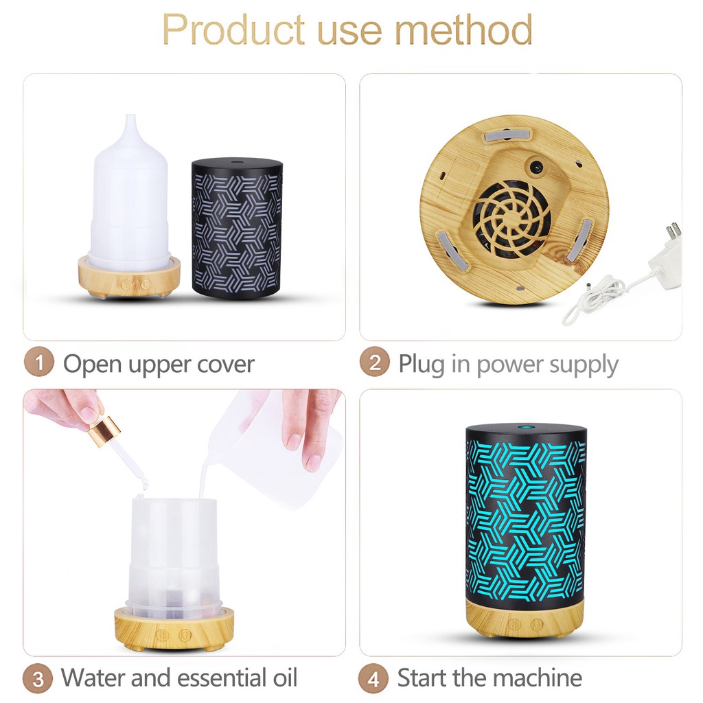 Iron Art Aroma Diffuser Ultrasonic Air Humidifier Purifier Night Light ...