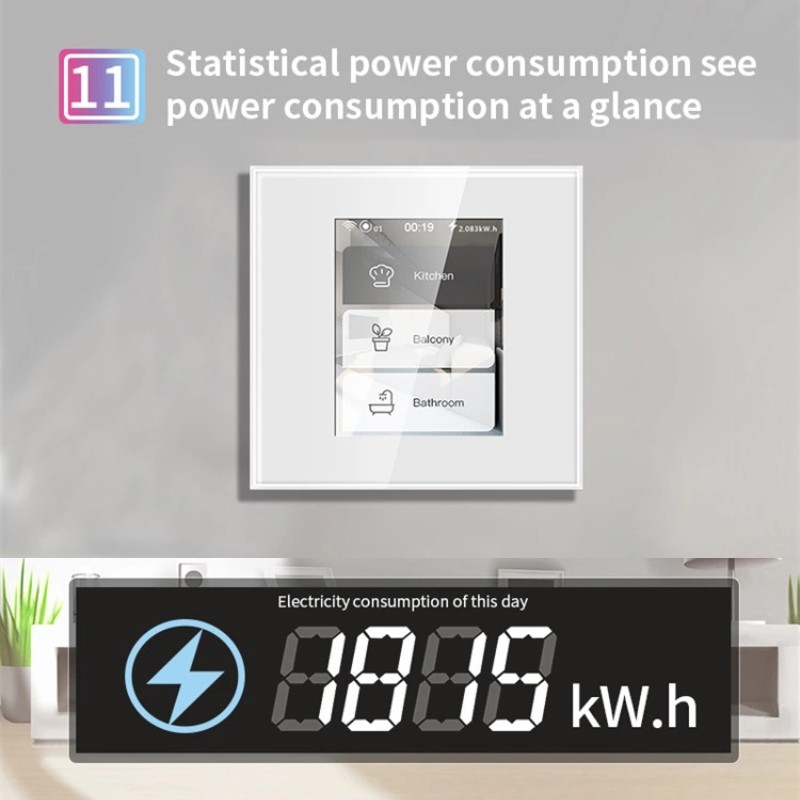 Wifi LCD Smart Wall Light Switch Power Consumption Smart 4 in 1 Home ...