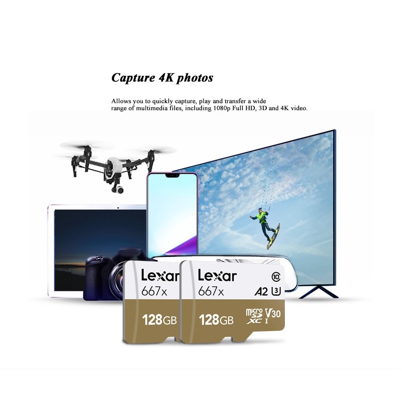 Original Lexar 667x Memory Card A2 High Speed 100MBs 128GB 64GB 256GB ...