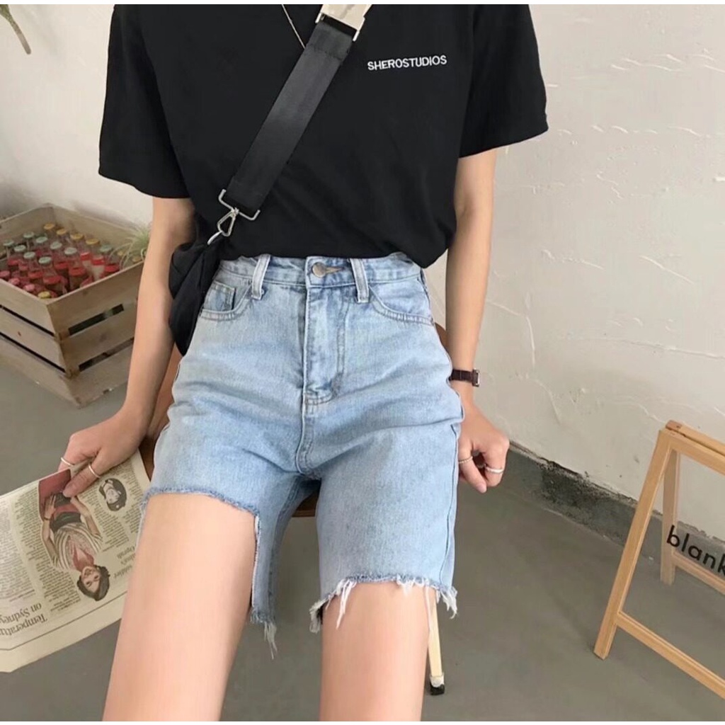 chen shop แฟชั่นกางเกงขาห้าส่วนผ้าเดนิมทรงตรงสวยเข้ารูป รุ่นใหม่ มีไซด์ ...