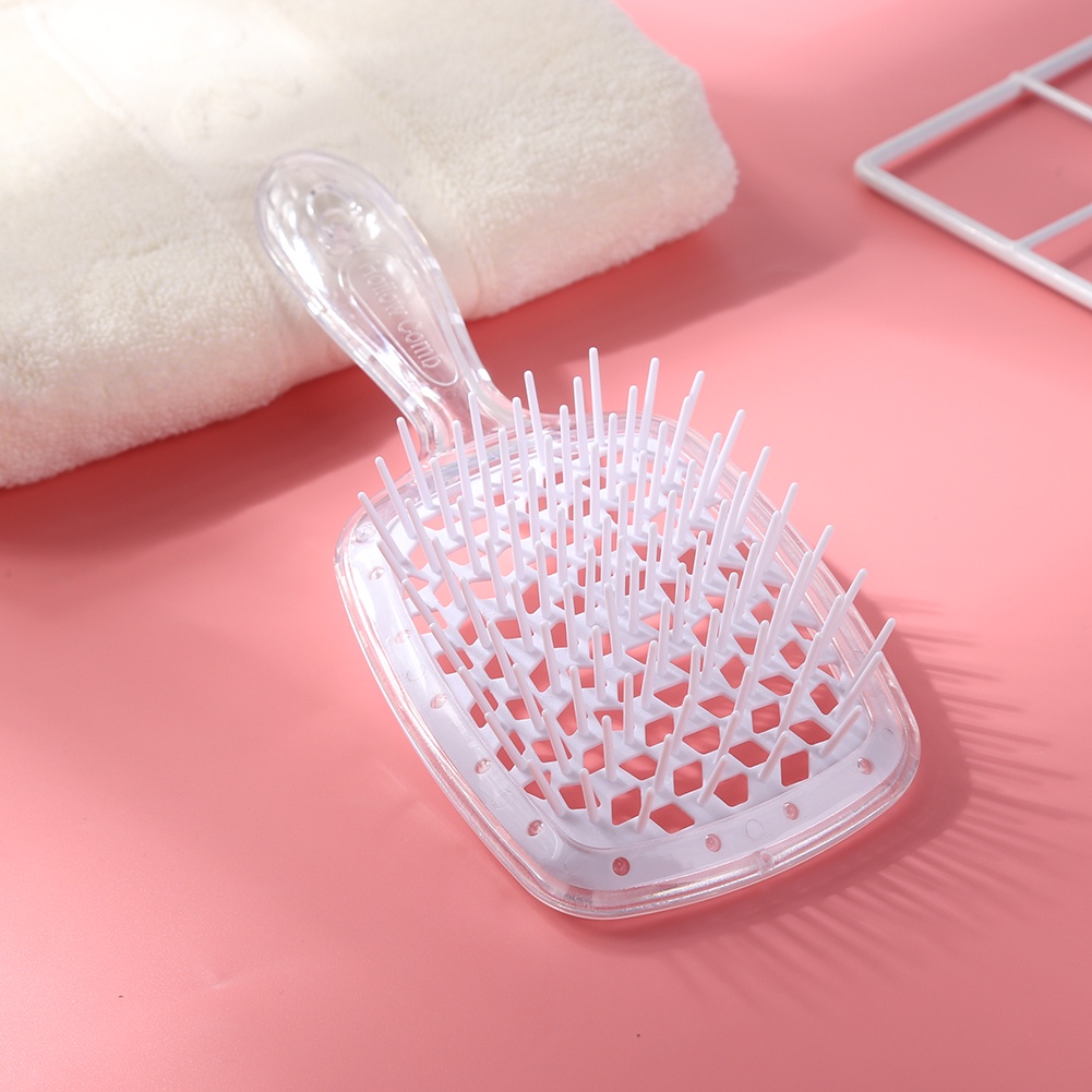 หวีTransarent Hollow Mesh Comb Wet Dry Women Scal Massage Comb Hair ...
