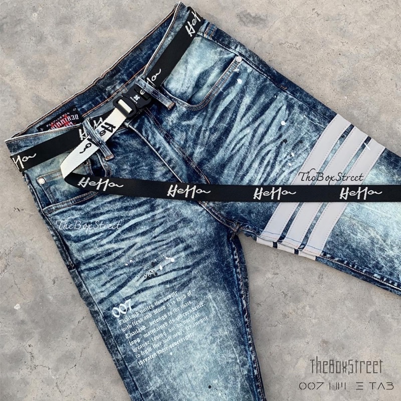 กางเกงยีนส์ 3 แถบ วัยรุ่นทรงเอ 007 ขายาวสกินนี่ เดฟ รับประกันตรงป ...