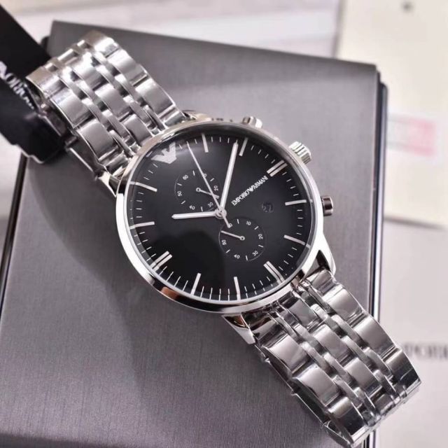 Emporio Armani ผู้ชายคลาสสิกซิกม่าสีเขียวเข้มแบบ Dial Chrono นาฬิกา ...