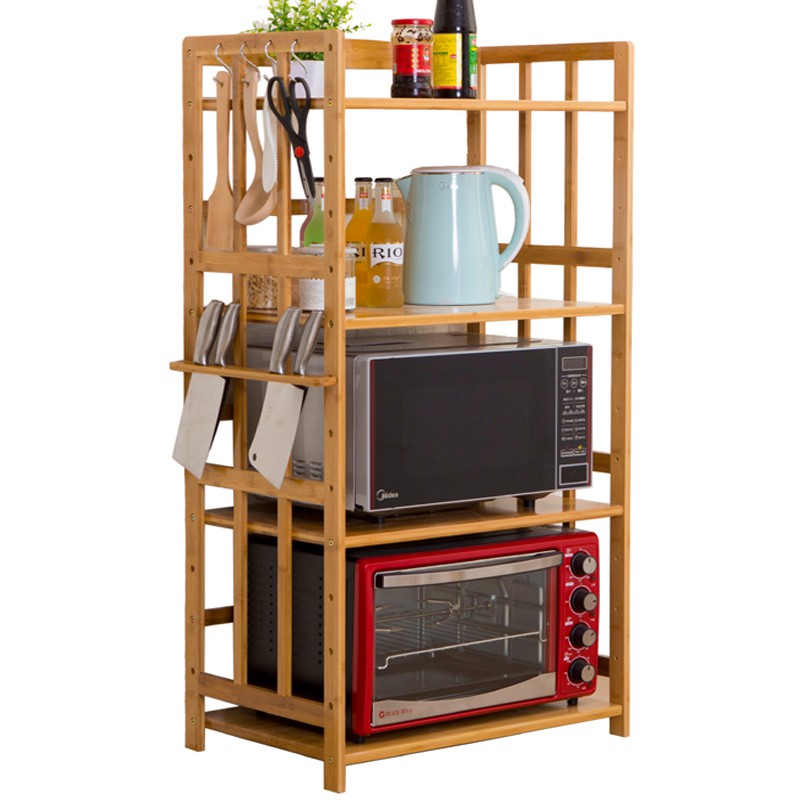 Bamboo kitchen organizer Microwave Oven Rack kitchen shelf solid wood ...