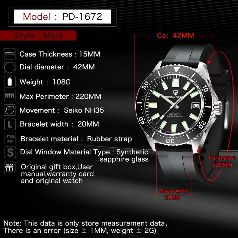 PAGANI Design 1672 Laxury automatic 2021 man watch with Seiko NH35 ...