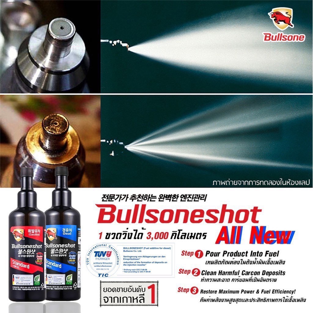 Bullsone shot น้ำยาล้างหัวฉีดเบนซิน 3 ขวด รับประกัน 30ล้านบาท น้ำมัน ...