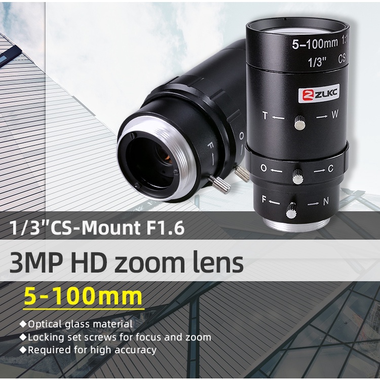 เลนส์กล้องโทรทรรศน์2.0Megapixel 5-100mm HD CCTV lens manual Iris Varifocal CS mount lens for ip ...