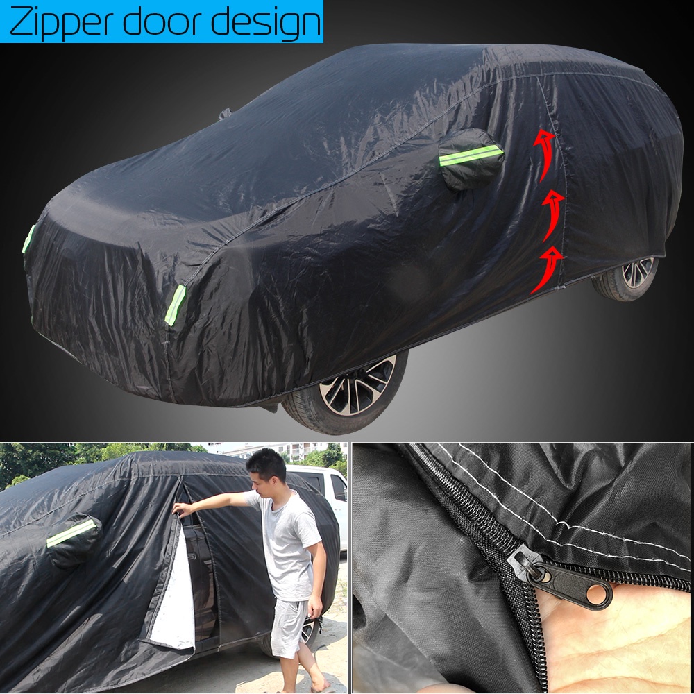 Black Car Cover Outdoor Sun Rain Snow Dust Protection Anti-UV ...