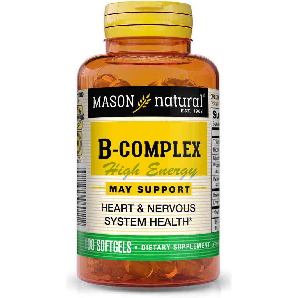 Mason Natural, B-COMPLEX, 100 Softgels - high_energy - ThaiPick