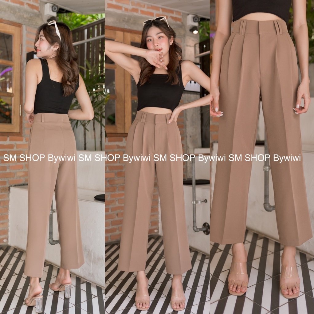 รุ่น AAกางเกงขากระบอกใหญ่สุดฮิต หูคู่สวยๆ ทำงาน แฟชั่น งานป้าย SMSHOP ผ้าไอวี่ ผ้าเปเป้ S - 2XL ...