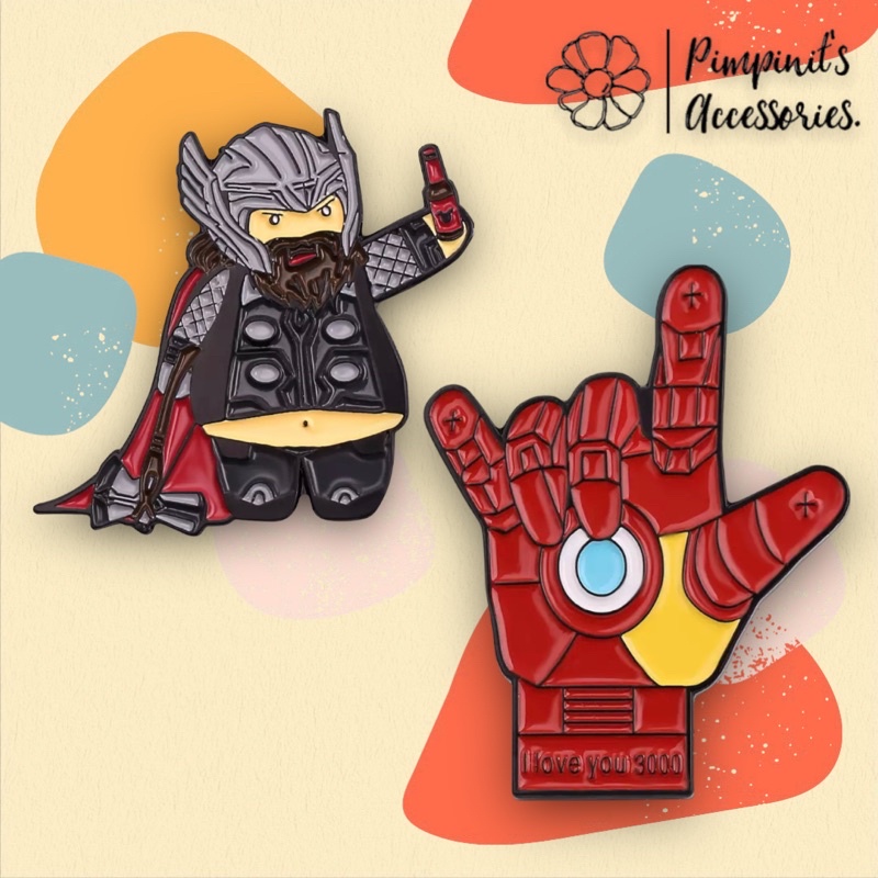 พร้อมส่ง เข็มกลัดเซ็ทเทพเจ้าธอร์และมือกัปตันอเมริกา Thor Captain ...