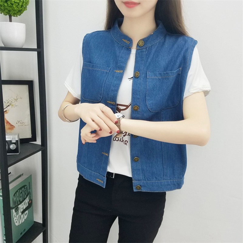 Cotton Horse Korean Denim Thin Large Size Clip Vest Coat Women Short ...